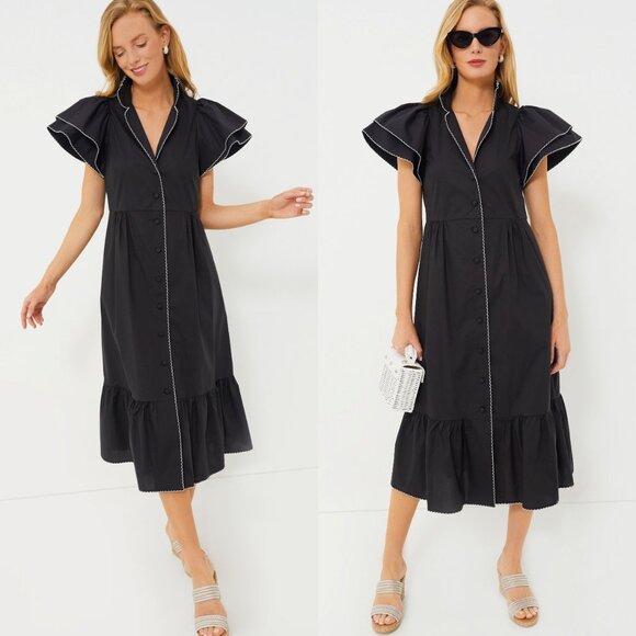 Tuckernuck | Dresses | Tuckernuck New Black Alice Short Sleeve Collared ...